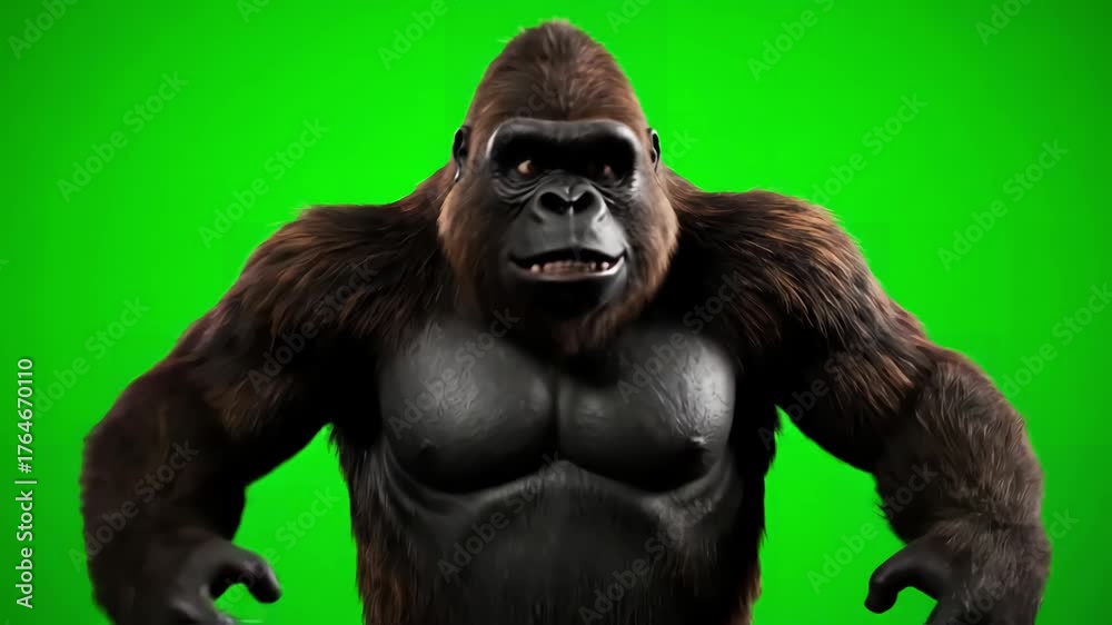 Vídeo do Stock: Green Screen funny brown gorilla fighting super ...