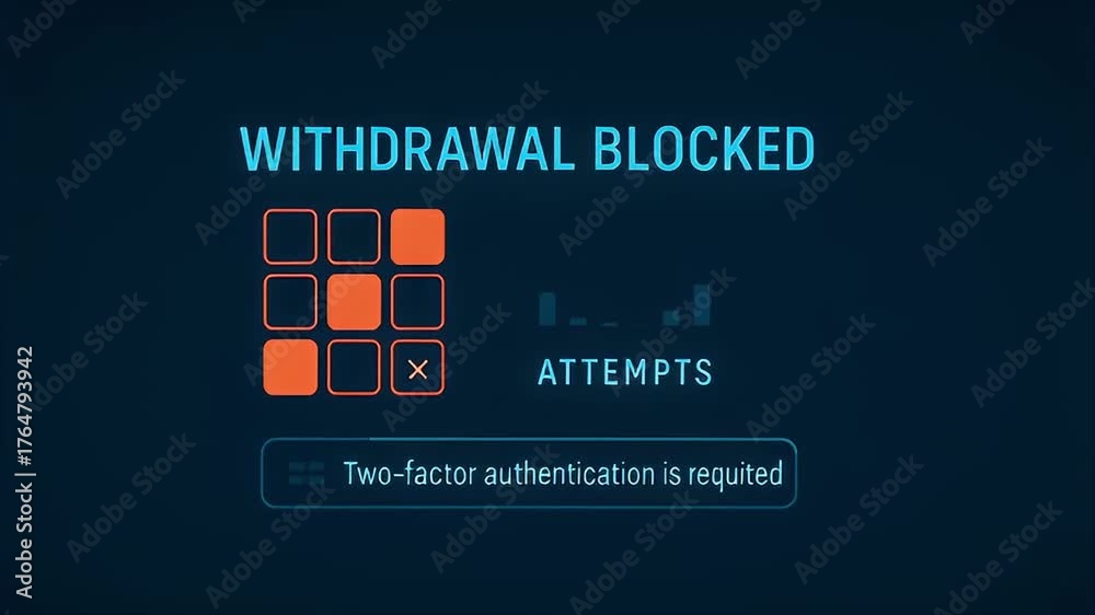 Stockvideon Withdrawal blocked notification showing authentication grid ...