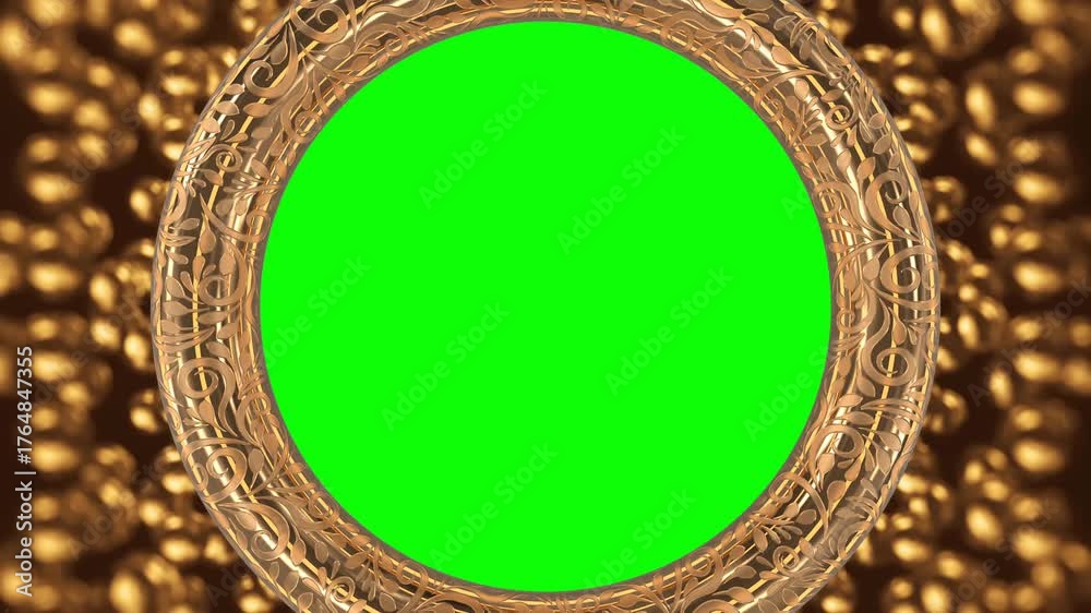 Gold circle frame green screen animation for lower third overlay ...