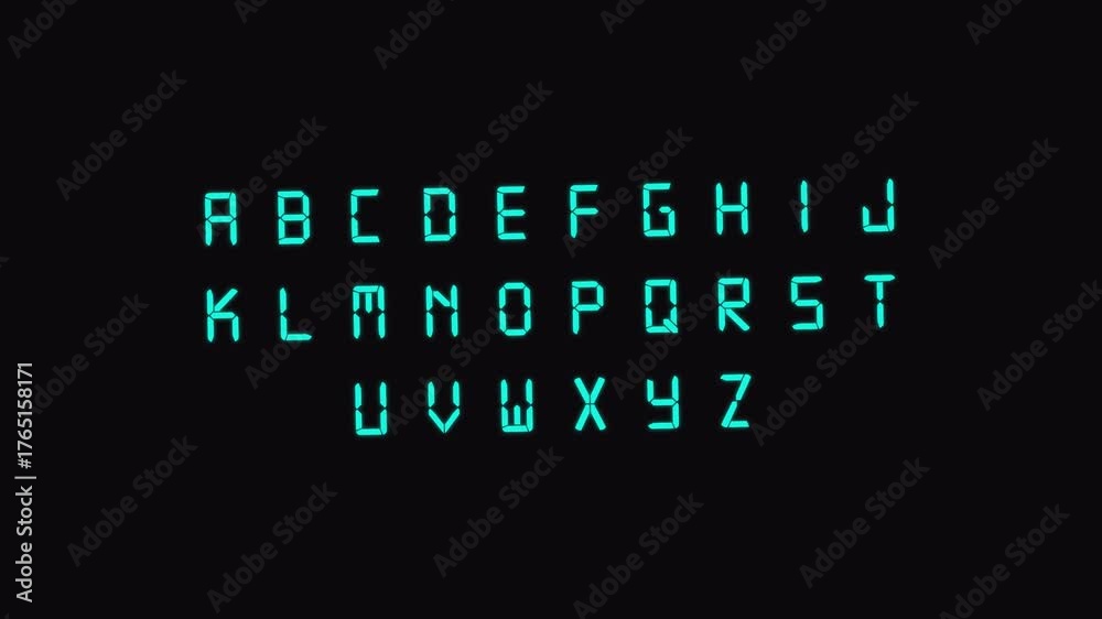 Digital Alphabet letter sign animation on black background,digital font ...