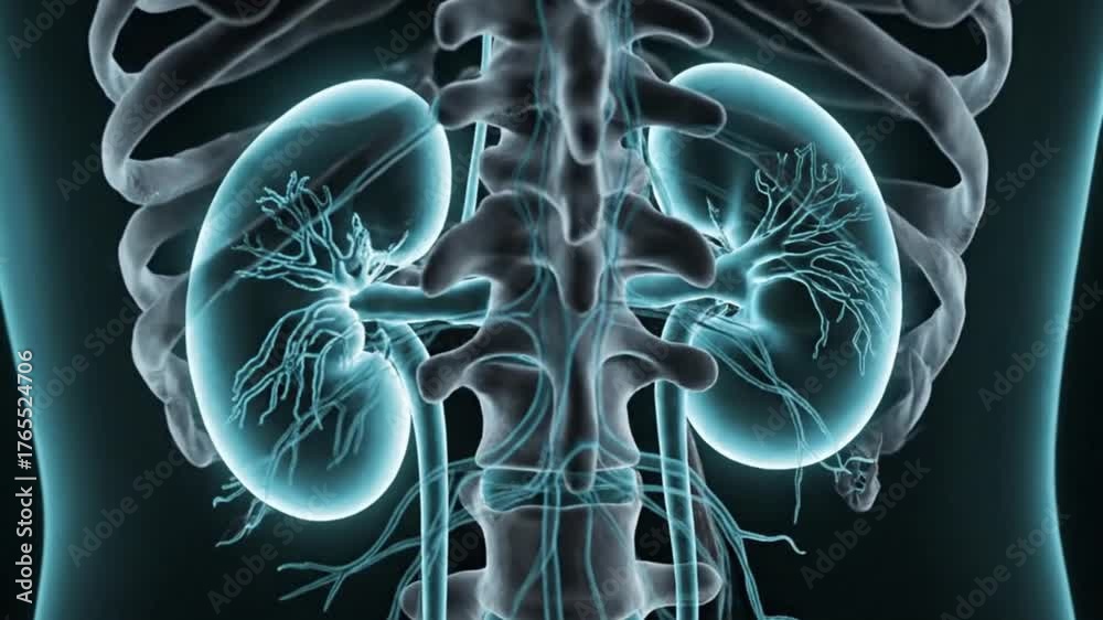 Human Kidneys Anatomy Renal System Urinary Tract Spine and Skeleton X ...