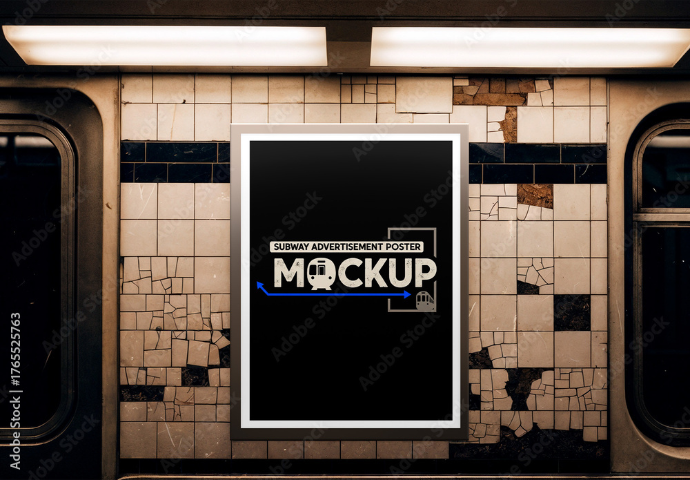 Subway Advertisement Poster Mockup Stock Template | Adobe Stock