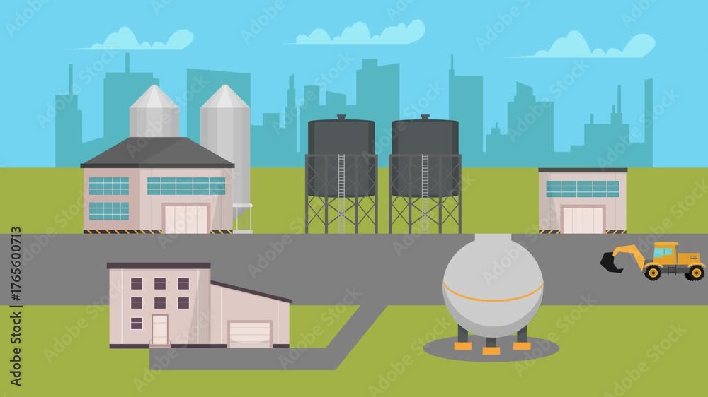Industrial Park and Manufacturing Facility: Factory Buildings, Storage ...