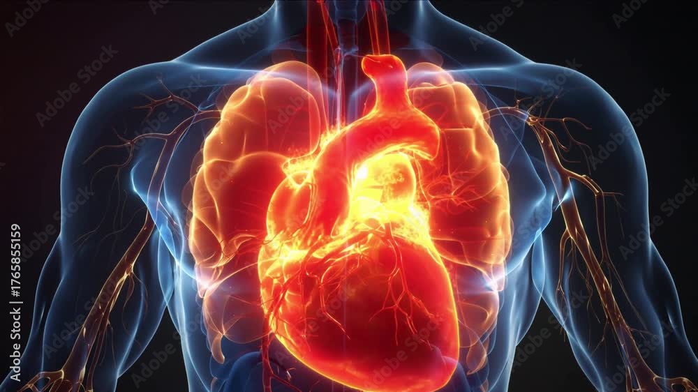 3D Rendering Animated Human Body Anatomy Heart Lungs Circulatory System ...