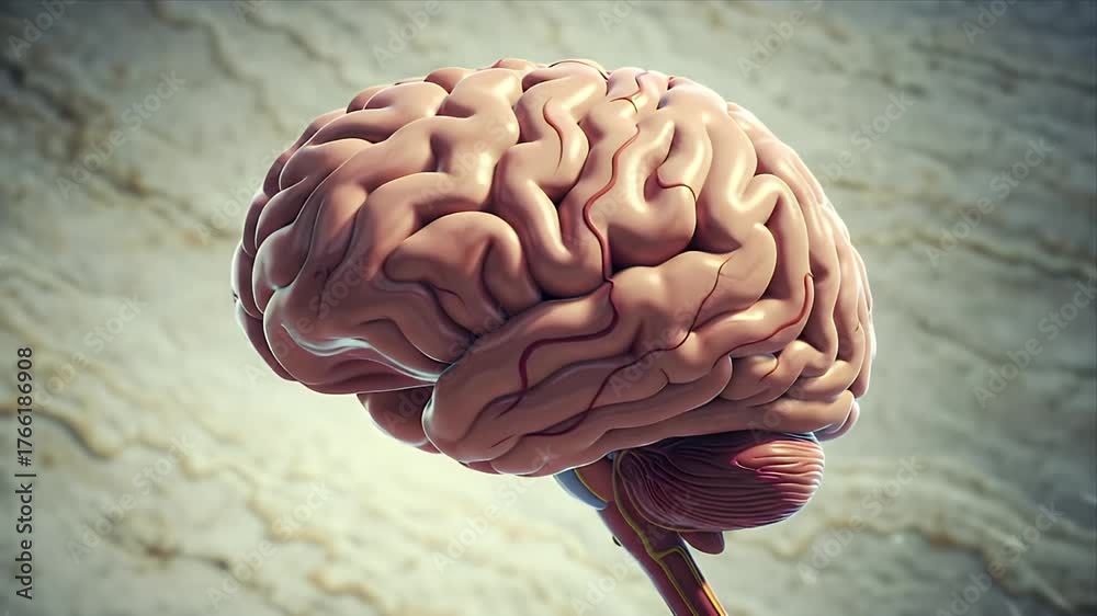 High-Resolution 3D Human Brain Model Displaying Detailed Neural Anatomy ...