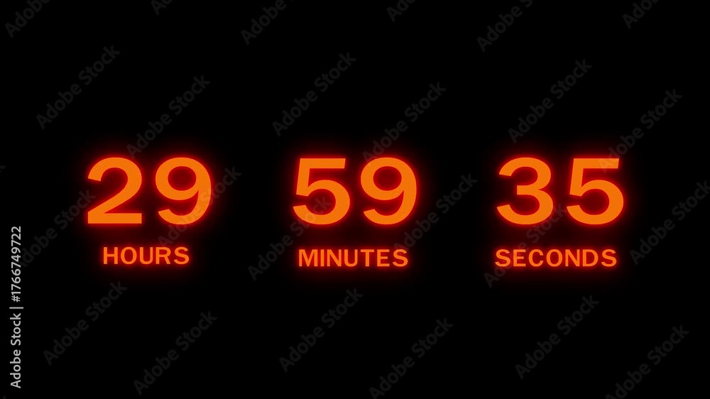 36 Hours countdown timer number animation. Countdown timer from hours ...