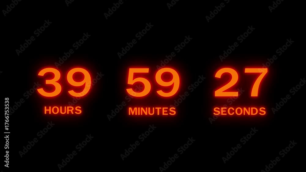 48 Hours countdown timer number animation. Countdown timer from hours ...