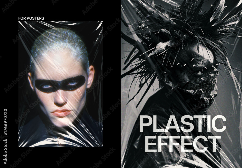Plastic Wrap Poster Photo Effect Mockup Stock Template | Adobe Stock