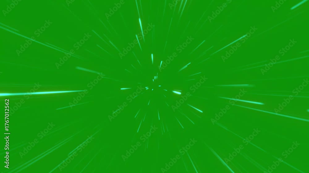 Cartoon animated 2D anime speed lines on green background with alpha ...