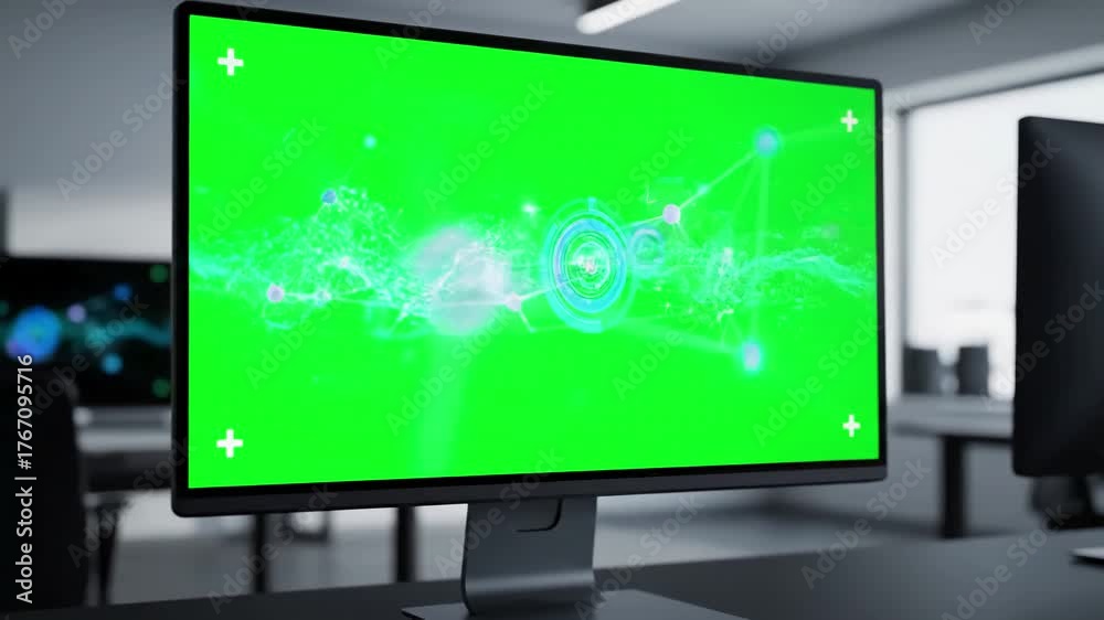 Animation with zoom in on a pc green screen 3d distortion, overlay ...