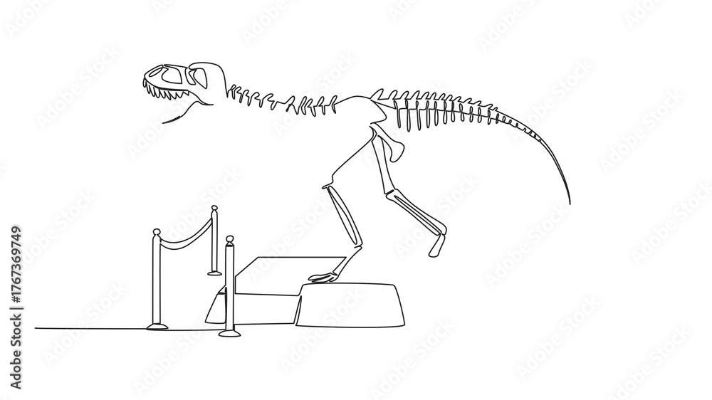 Animated self drawing of continuous line drawing T Rex dinosaur ...