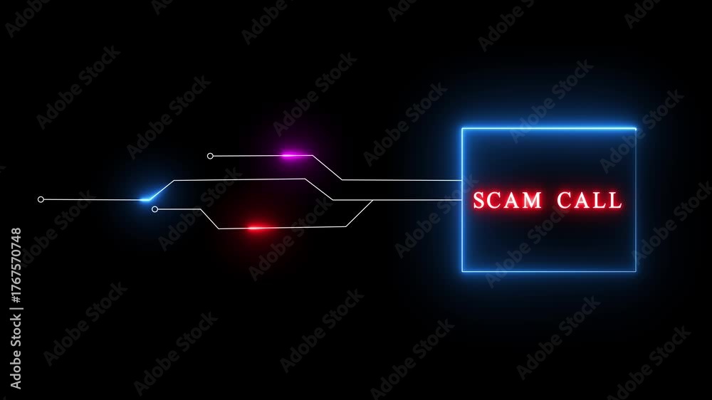 Neon Scam text animation. Neon text animation on black background ...