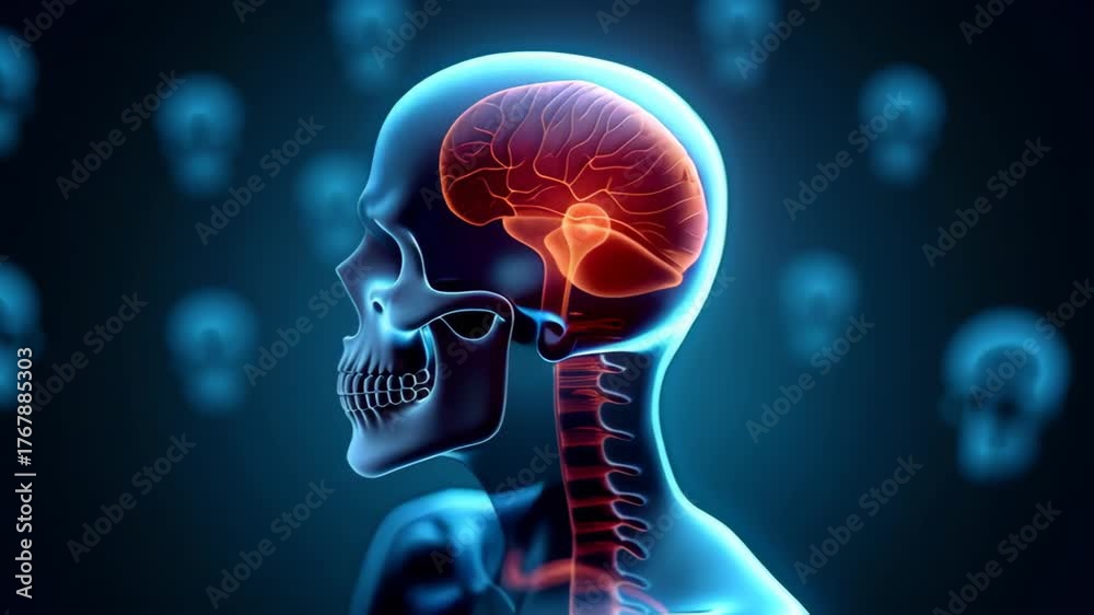 Skull: cranial anatomy, bone structure, medical illustration, detailed ...