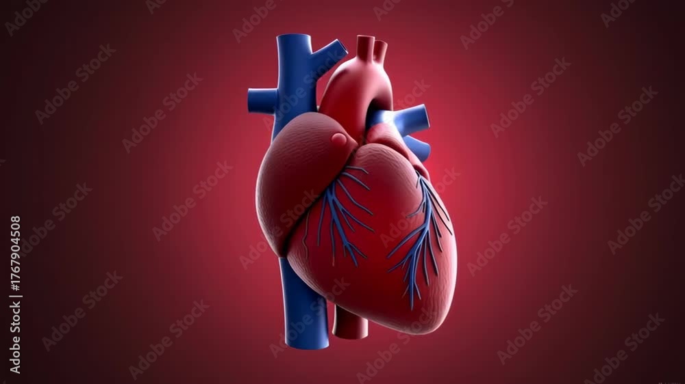 cardiac organ: heart anatomy, medical illustration, anatomical model ...