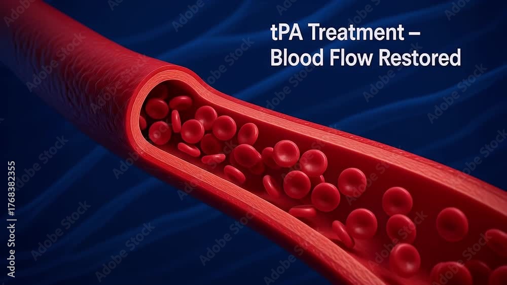 TPA treatment blood flow restored artery red blood cell circulation ...
