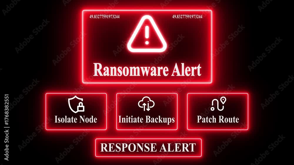 Ransomware Alert response notification on digital interface in data ...