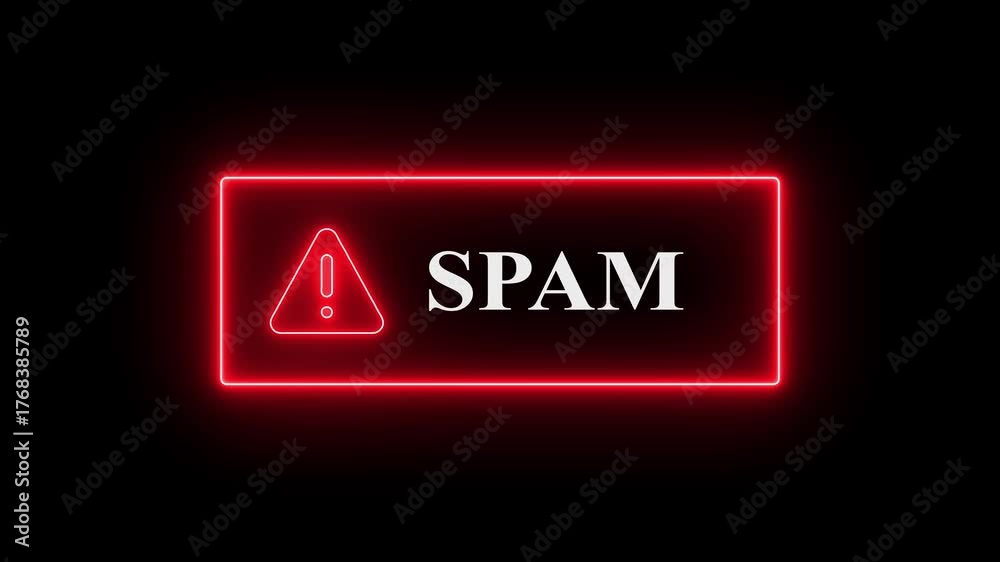 Neon line SPAM Button Alert with Exclamation icon. warning attention ...