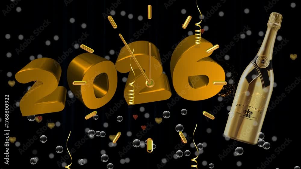 nowy rok, sylwester, zabawa, 2026, zegar Stock ビデオ | Adobe Stock