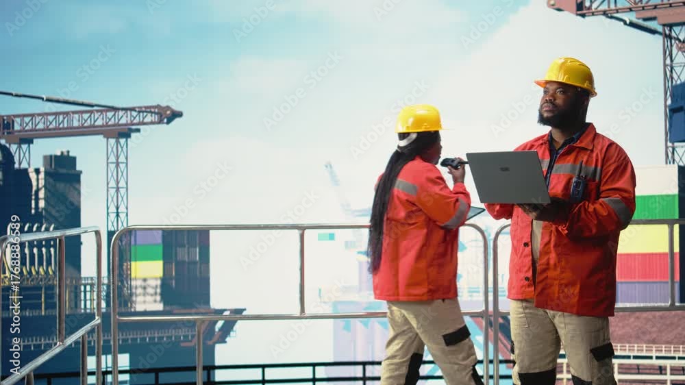 Drilling rig inspector inspecting integrity of offshore platform ...