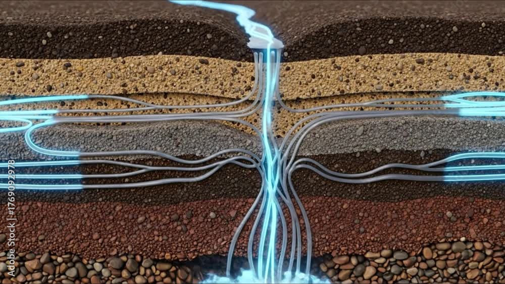 Groundwater Movement Through Soil Layers An Illustrative Diagram Stock ...