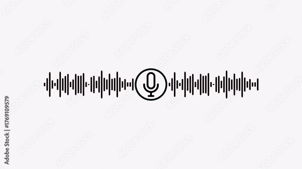 Podcast audio recording with microphone icon Animation on a transparent ...