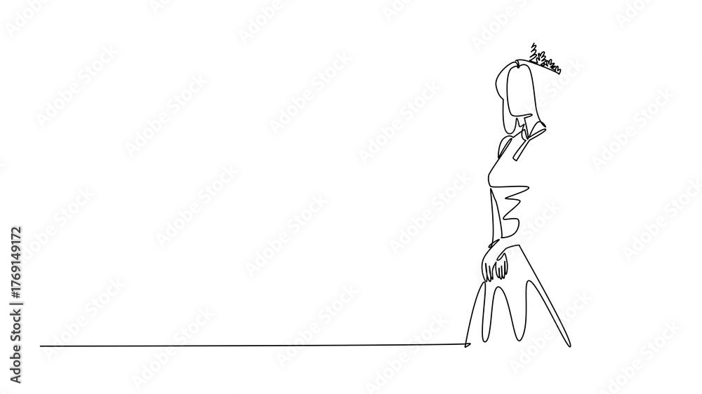 Vidéo Stock Self drawing animation of single one line drawing a woman ...