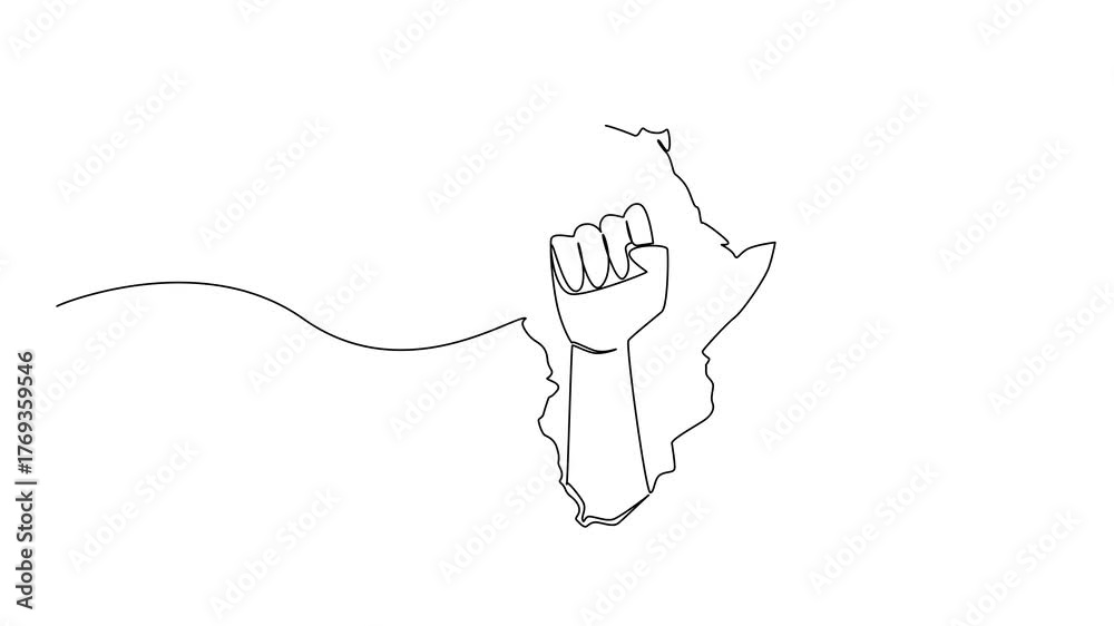Animation of continuous one line drawing the African continent with a ...