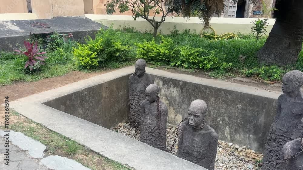 Video Stock Slaves statue in stone town zanzibar island tanzania ...