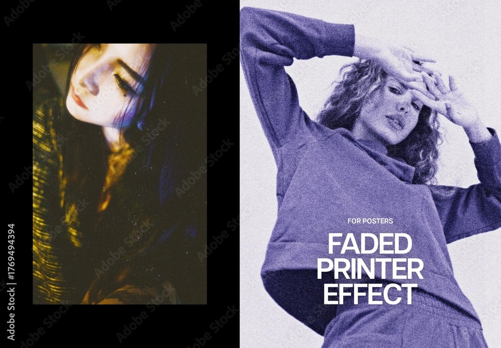 Faded Printer Poster Photo Effect Mockup Stock Template | Adobe Stock
