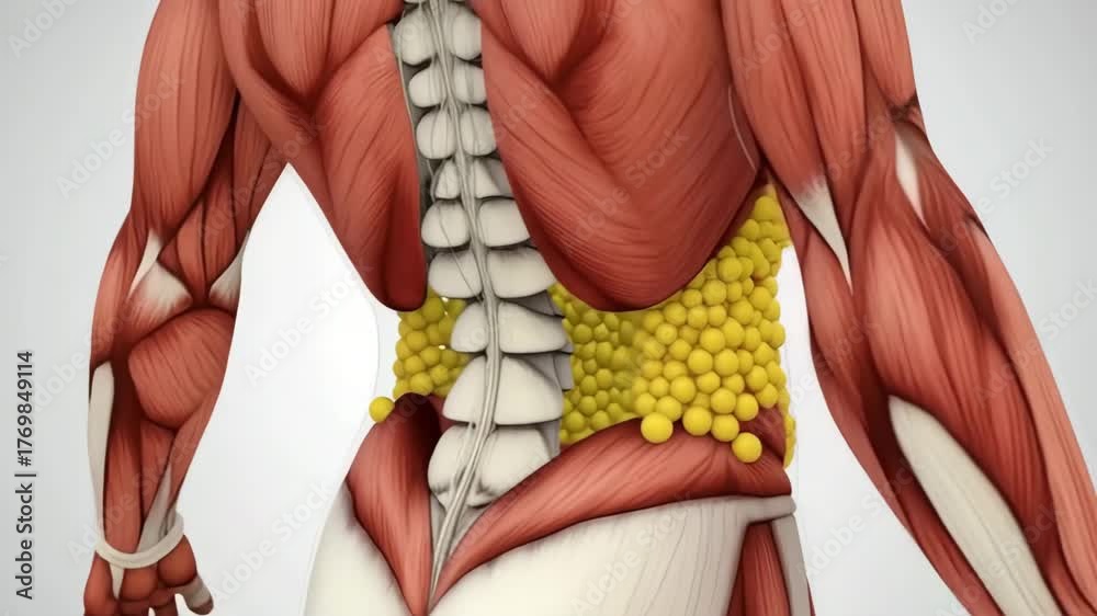 Human Abdominal Fat and Muscles Anatomy Medical illustration showing ...