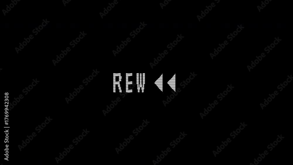 VCR Rewind Animation – Retro VHS Tape Arrows with Static TV Noise ...