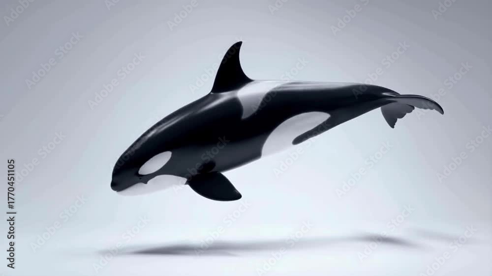 Hyper-Realistic 3D Animation of an Orca Killer Whale Performing a Smooth 360 Degree Rotation on ...