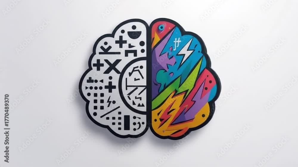 Brain lobes animation illustrates left and right hemisphere with ...