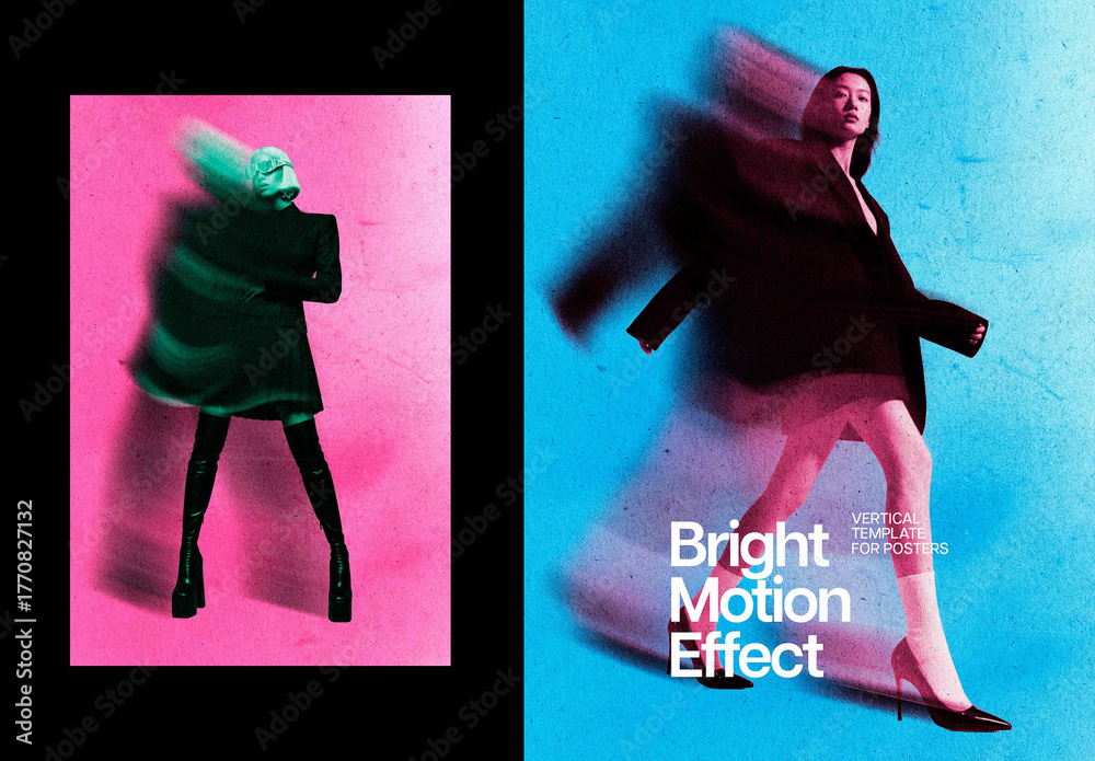 Colorful Motion Poster Photo Effect Mockup Stock Template | Adobe Stock