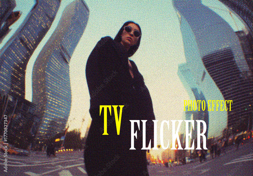 TV Flicker Photo Effect Mockup Stock Template | Adobe Stock