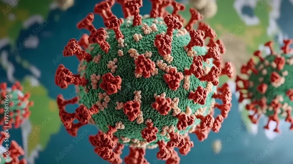 Gen Turbo camera captures a rotating view of a detailed virus model on ...