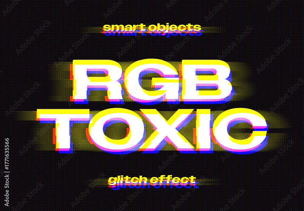 RGB Glitch Text Effect Mockup Stock Template | Adobe Stock