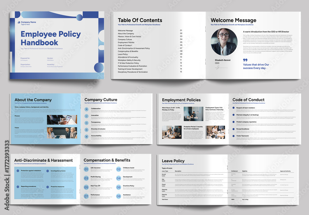 Employee Handbook Policy Stock Template | Adobe Stock