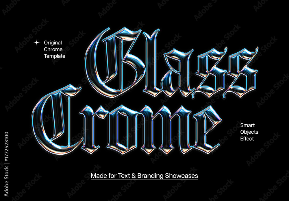 Gothic Glass Chrome Text Effect Mockup 素材庫範本 | Adobe Stock
