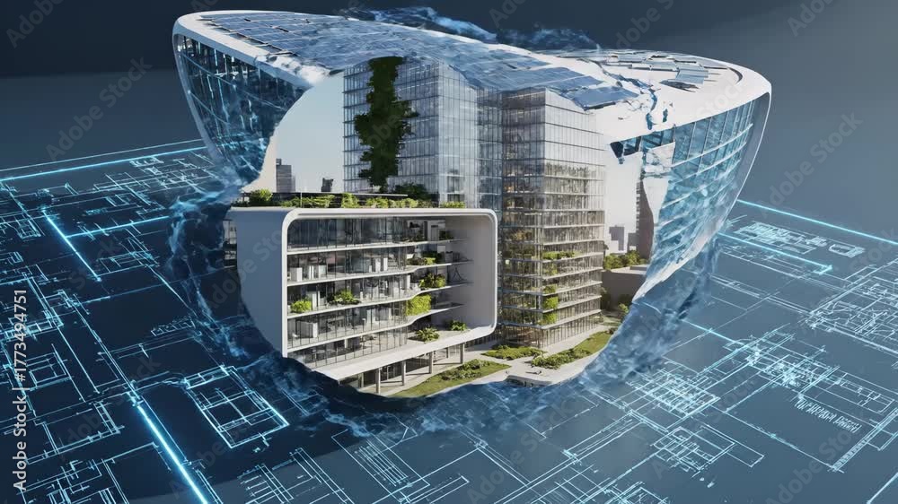 Modern Solar Powered Building Design - A futuristic building with solar ...