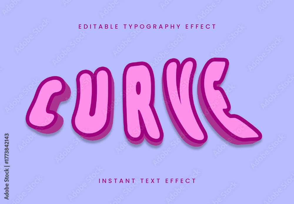 Pink Warped 3D Text Effect Distorted Curvy Bold Font Stock Template ...