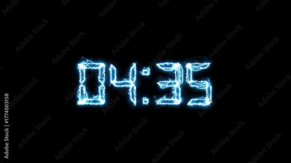 5 Minute Countdown Timer Animation with Digital Clock Display, 5 ...