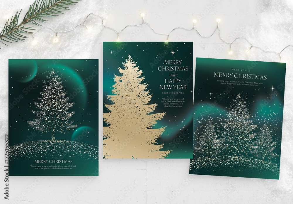 Christmas Winter Poster Template with Christmas Tree Vector & Winter ...