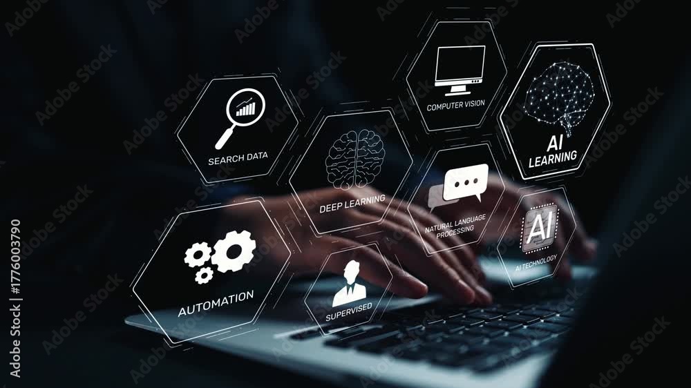 Vidéo Stock AI learning system involves deep learning, supervised ...