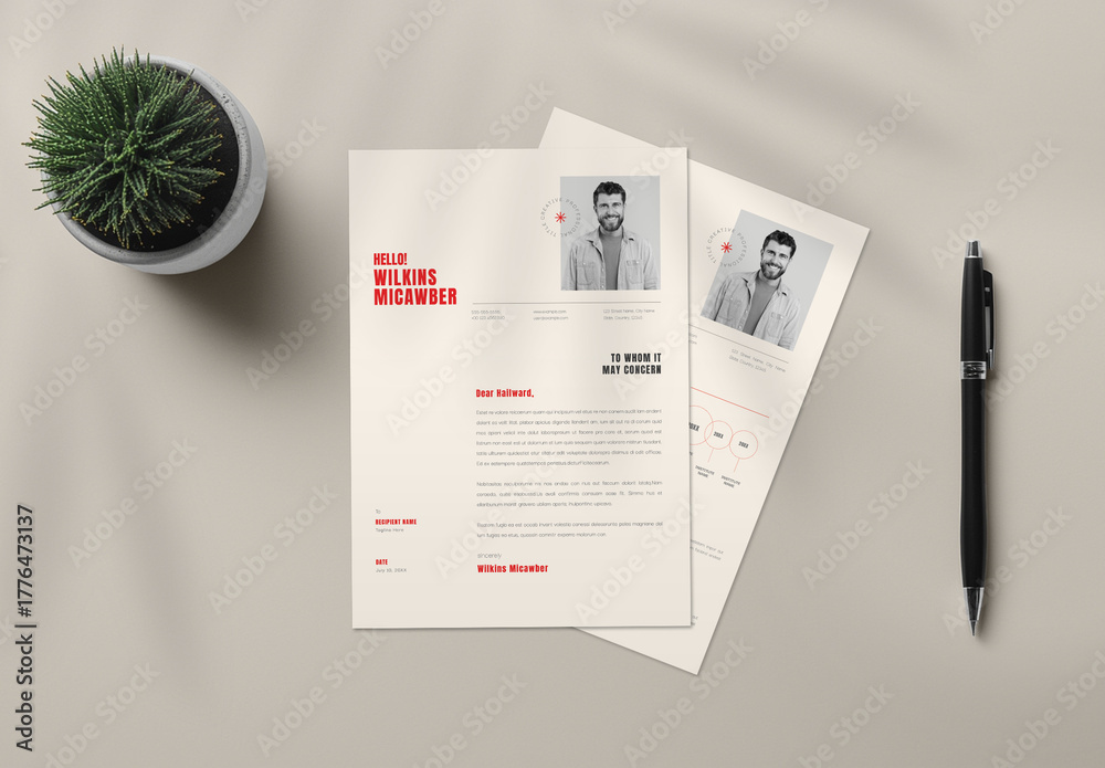 Creative Resume and Cover Letter Template for Job Application Stock ...