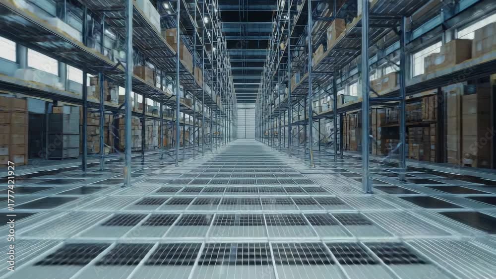 Starting grid overlay mapping warehouse aisle, dimming nodes and ...