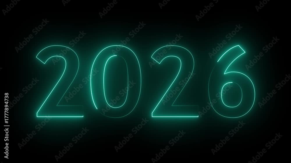 Stockvideo 2026 neon text. Abstract 2026 neon text animation, Glowing ...