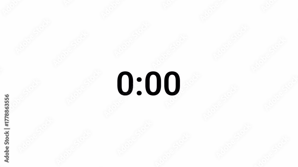 5 seconds countdown timer on transparent background , five to zero ...