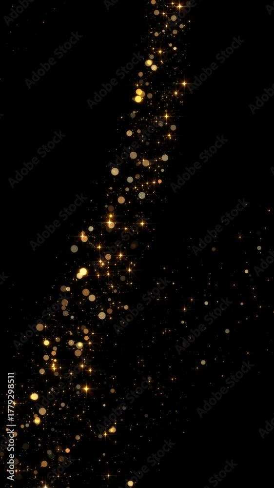 golden light trail with sparkle stars glitters alpha channel loop ...