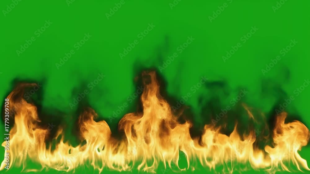 Realistic Fire Flames Animation – Burning & Flickering Effect on Green ...